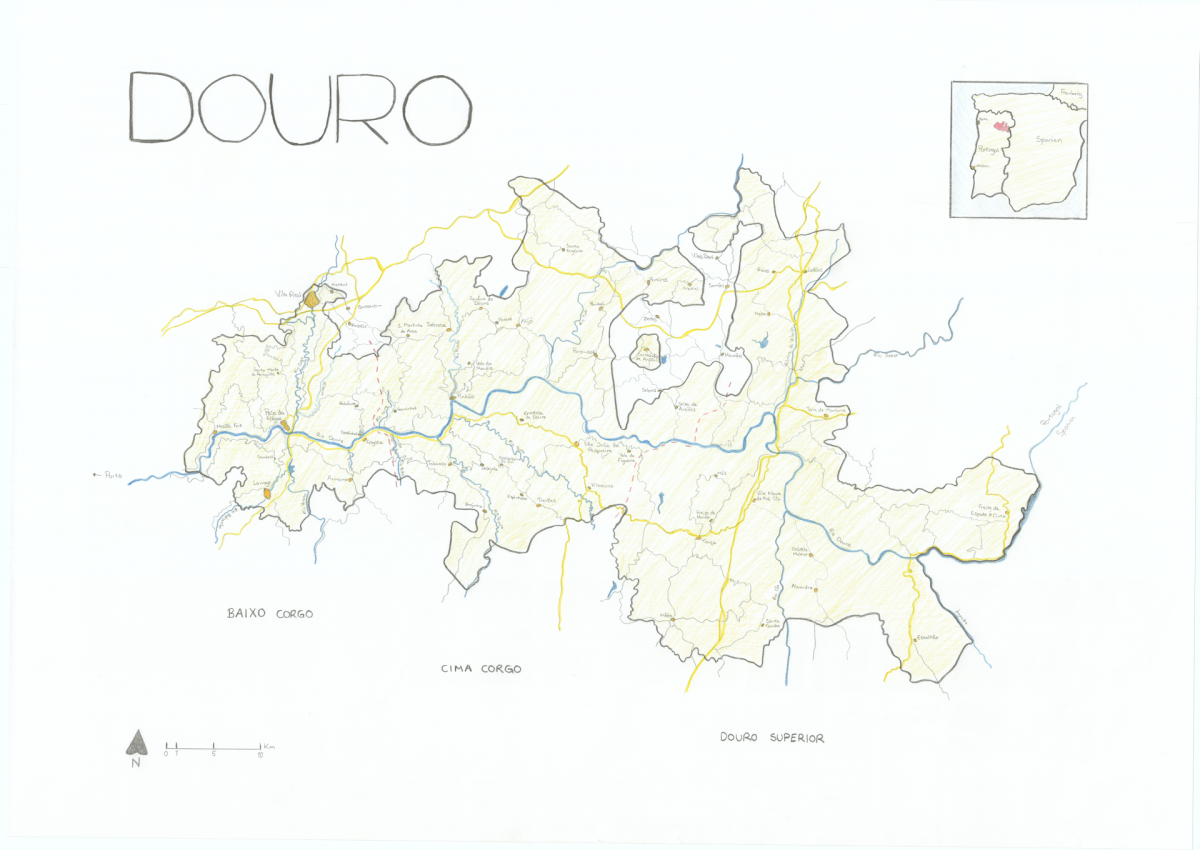 Kort over Douro - Plakat 50x70cm - Andet Udstyr - DrikPortvin.dk